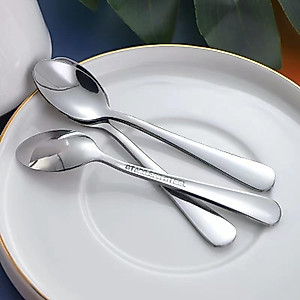 Wesdxc56 Demitasse Espresso Spoons, Mini Coffee Spoon, 4 Inches Stainless Steel Small Spoons for Dessert, Set of 6（Silver)