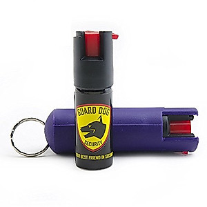 GUARD DOG SECURITY Quick Action Pepper Spray Keychain - Maximum Strength MC 1.44 - Pepper Spray Range up to 16 ft - Made in USA - Purple