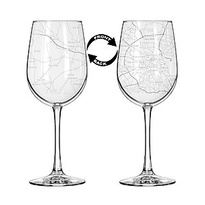 16 oz Tall Stemmed Wine Glass for Red or White Wine Wrap Around City Map Dublin, Ireland