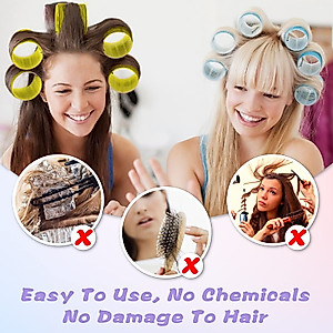 Jumbo Size Hair Roller Sets, Smilco 36 Pcs Self Grip Hair Curlers,3 Size Large Hair Rollers with 10 pack Hair Roller Clips for Long Medium Short Thick Fine Thin Hair Bangs Volume