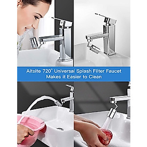 PIKGOS Splash Filter Faucet, 720Degree Rotatable Faucet Sprayer Head, Anti-Splash, Oxygen-Enriched Foam, 4-Layer Net Filter Leakproof Double O-Ring Applicable Internal Thread 22-24mm -2 pack
