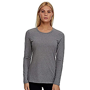 Felina | Key Item Long Sleeve Crew Neck Tee | Cotton & Modal | 2-Pack (Black Heather Gray, Large)