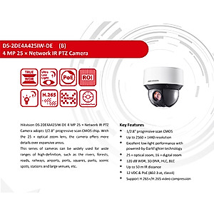 4MP PTZ 25X 50M IR HIPOE/12VDC