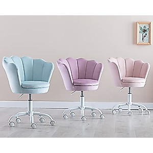 CIMOTA Cute Kids Desk Chair,Velvet Bedroom Chair Adjustable Child Computer Chair Swivel Shell Vanity Chairs for Girls Bedroom/Study Room, Light Purple