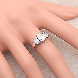 Ginger Lyne Collection Cassidy 3 Stone Oval Sterling Silver Engagement Bridal Wedding Ring Size 5