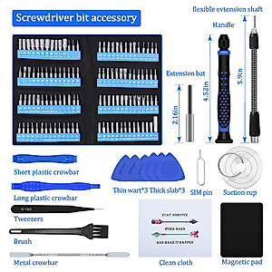 SOONAN 128 in 1 Precision Screwdriver Set, Magnetic Repair Tool Kit for iPhone Series/Xbox Series/PS3/PS4/Nintendo Switch/iPad/Tablet/Laptop/Watch/Cellphone/PC/Camera/Electronic