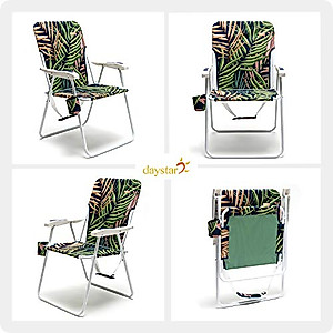 Sunnyfeel Tall Folding Beach Chair Lightweight, Portable High Sand Chair for Adults Heavy Duty 300 LBS with Cup Holders, Foldable Camping Lawn Chairs for Camp/Outdoor/Travel/Picnic/Concert/Sports