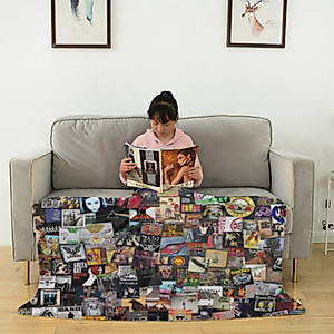 Rock Band Collage Lightweight Soft Blankets 50"X40" Throw Blanket for Music Lover Couch Sofa Bedroom Decor Travel Beach Picnic