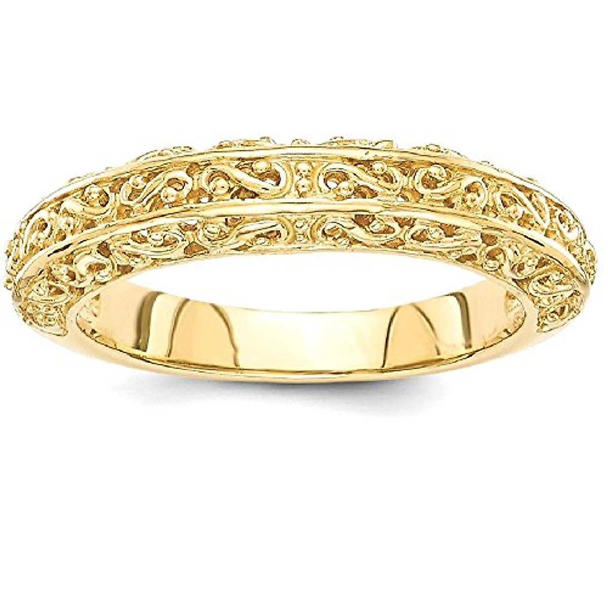 IceCarats 14K Yellow Gold 3mm Antique Filigree Wedding Band Ring Size 6