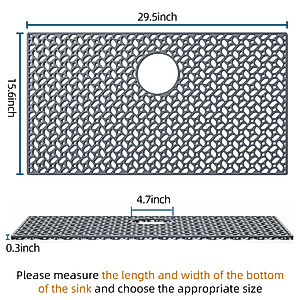 Sink Mat Protector for Kitchen Sink, JUSTOGO 29.5" x 15.6" Silicone Kitchen Sink Protector Grid for Stainless Steel Sink with Rear Drain, Heat Resistant