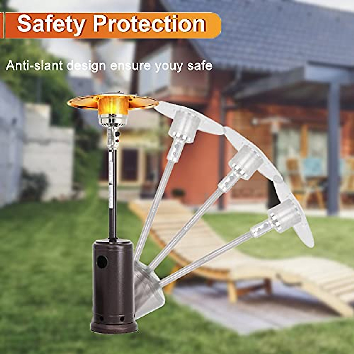 ZIOTHUM 48000 Btu Outdoor Heaters for Patio Propane, Outdoor Heaters for a 15-Foot Diameter Heat Range, Propane Heaters Outdoor with Simple Ignition System, Wheels, Party, Brown