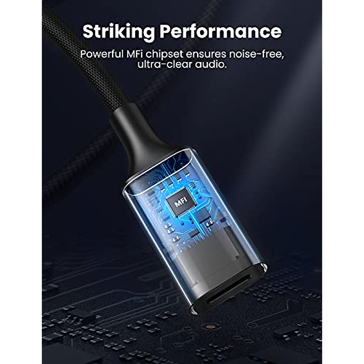 UGREEN USB A to Lightning Audio Adapter Cable MFi Certified Nylon Braided USB 3.0 Male to Lightning Female Dongle Converter Support Volume Control Mic Compatible with MacBook Computer PC Headphone