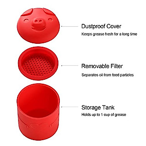 Kamehame Bacon Grease Container, Silicone Grease Keeper with Strainer, Grease Catcher for Storage of Frying Oils and Cooking Fats