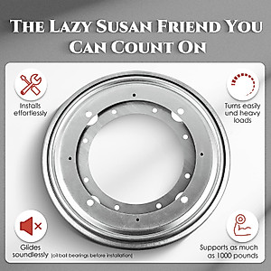 4 Pcs Lazy Susan Hardware 9 Inch Round Lazy Susan Turntable Ball Bearing Heavy Duty 5/16 Inch Thick Swivel Base Plate for Rotating Table Kitchen Storage Countertop Serving Tray Corner Shelf Book Rack
