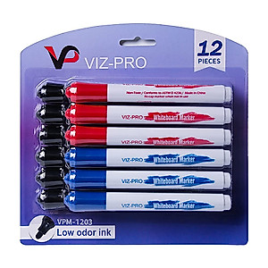 VIZ-PRO Magnetic Whiteboard/Dry Erase Board, 18 X 12 Inches, with 1 Eraser & 14 Markers & 4 Magnets
