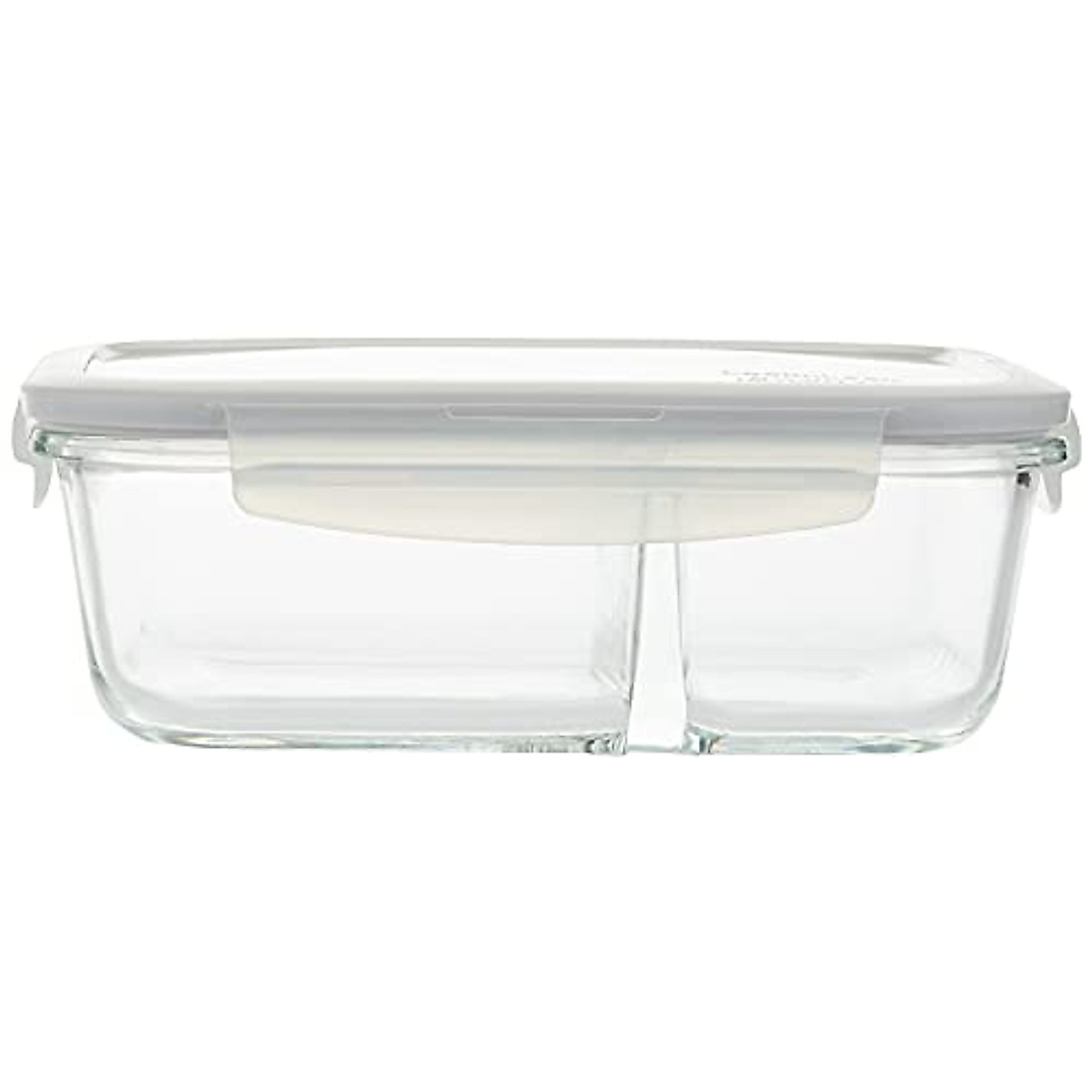 LocknLock Purely Better Glass Food Storage Container with Lid, Rectangle w/divider-32 oz, Clear