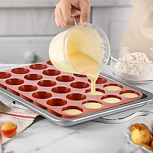 JOERSH Silicone Mini Muffin Pans 24 Cups Mini Cupcake Pan, Silicone Egg Bite Molds for Baking Mini Muffin Tin Nonstick 2 Pack
