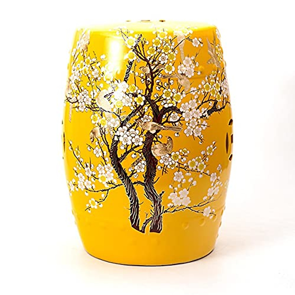 ANNESA Retro Household Drum Stool, Ceramic Stool for Living Room, Garden Stool, Suitable for Bedroom, Living Room, Garden (Color : General Yellow)