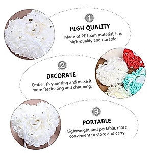HONMEET 3 Pcs Ring Pillow Wedding Decor Heart Decor Heart Ring Wedding Gift Ring Box Rose Flower Ring Tray Heart Ring Box Bride Ring Pillow Heart Shape Ring Pillow Bride White Foam Wreath