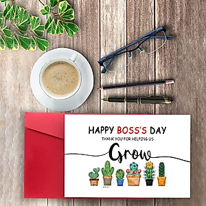 Huameigf Happy Boss’s Day Card, Cute Card Gifts for Boss Lady, Thank You Card from Employee, Funny Boss Day Card Gifts for Men or Women, Thank You for Helping Us Grow…