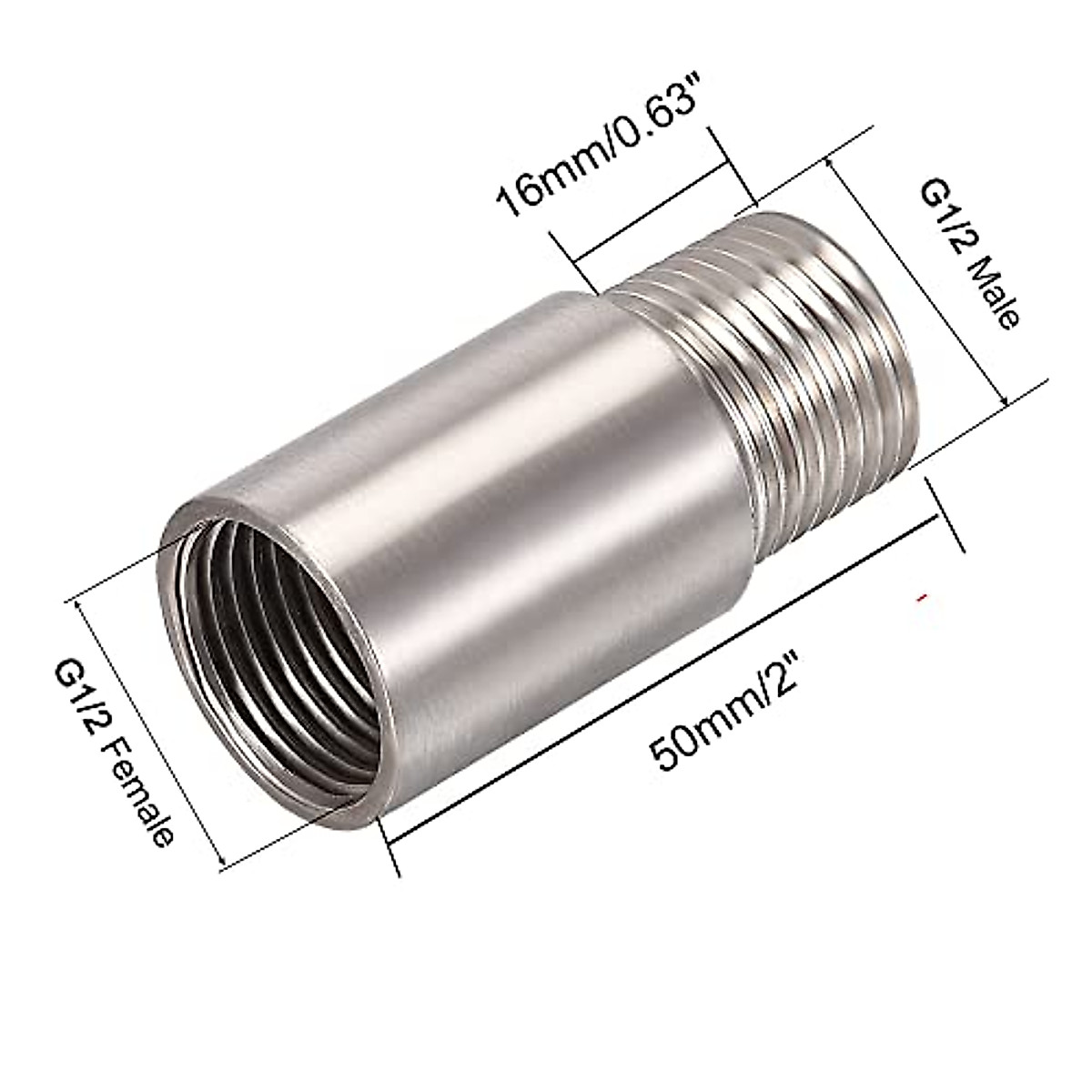 Awclub Shower Head Extension Arm, 2 Pack 2-Inch G1/2 Male x G1/2 Female Thread 304 Stainless Steel Cast Pipe Fitting Coupler