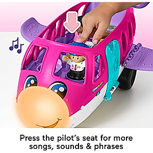 Fisher-Price Little People Barbie Toddler Toy Little Dream Plane with Lights Music & Figures for Pretend Play Ages 18+ Months
