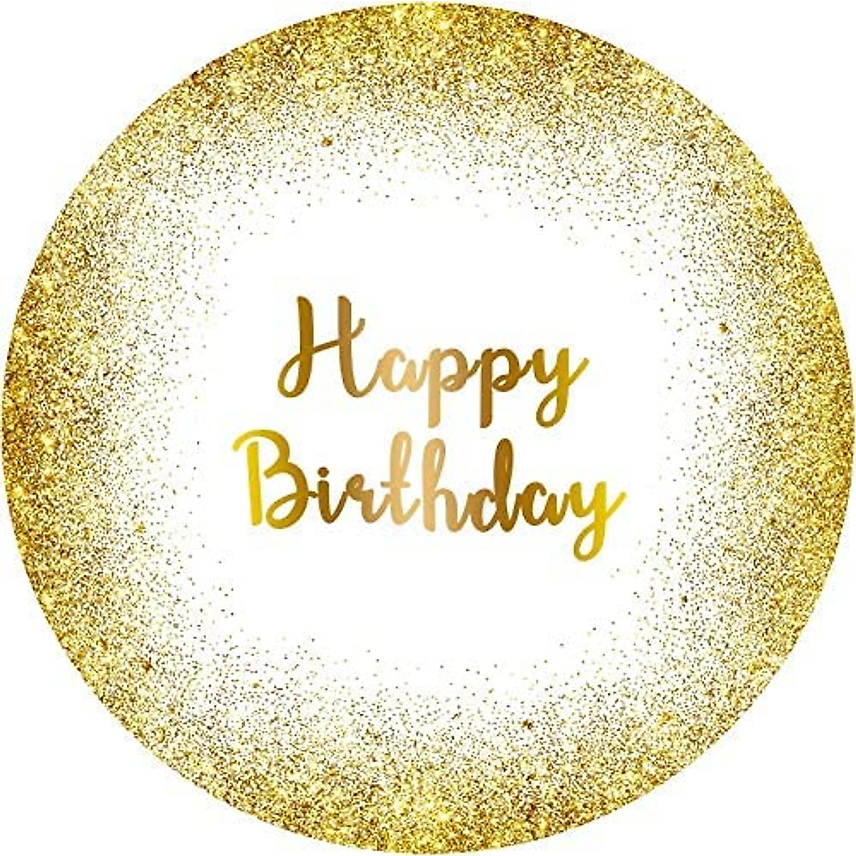 Leowefowa Luxurious Golden Birthday Round Backdrop Cover 6.5x6.5ft Gold Glittering Arch Background Stand Cover for Photography Men Women Birthday Party Banner Supplies Polyester Photo Booth Props