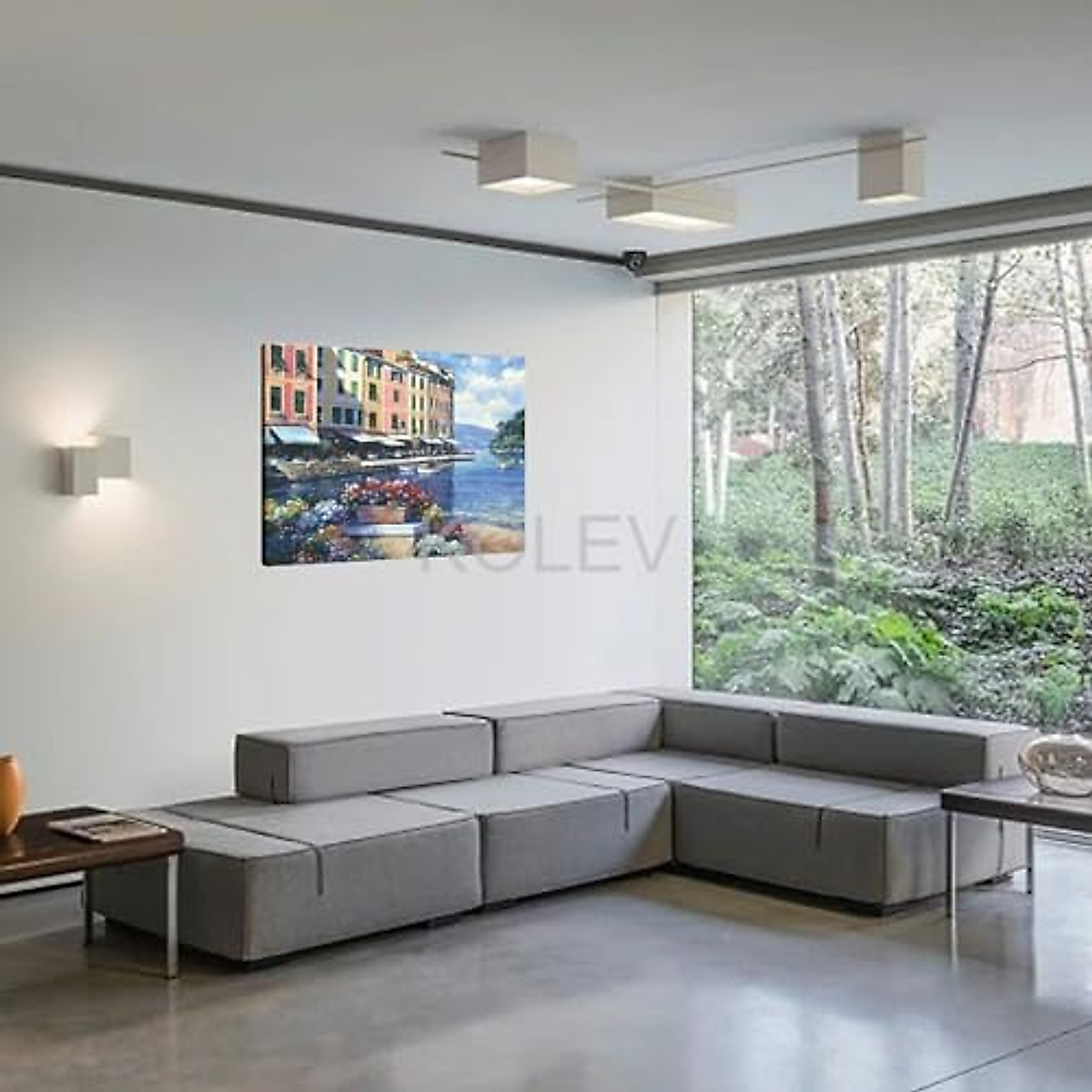 KOLEV Italy Portofino Landscape Oil Painting Poster Retro Landscape Painting Room Wall Decoration Aestheti Canvas Poster Bedroom Decor Office Room Decor Gift Frame-style 20x16inch(50x40cm)