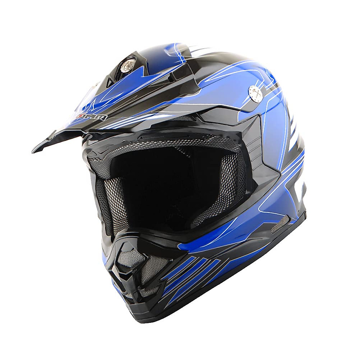 1Storm Adult Motocross Helmet BMX MX ATV Dirt Bike Downhill Mountain Bike Helmet Flying Style H819-5 + Motorcycle Bluetooth Headset: Flying Blue