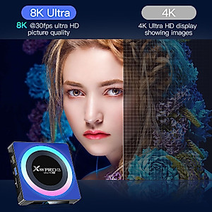 Android 13.0 TV Box 4GB 32GB X88 Pro 13 Android TV Box 2024 RK3528 8K Smart TV Box with WiFi 6 2.4G/5.8G USB 3.0 BT 5.0 HDR 10+ with Mini Backlit Keyboard