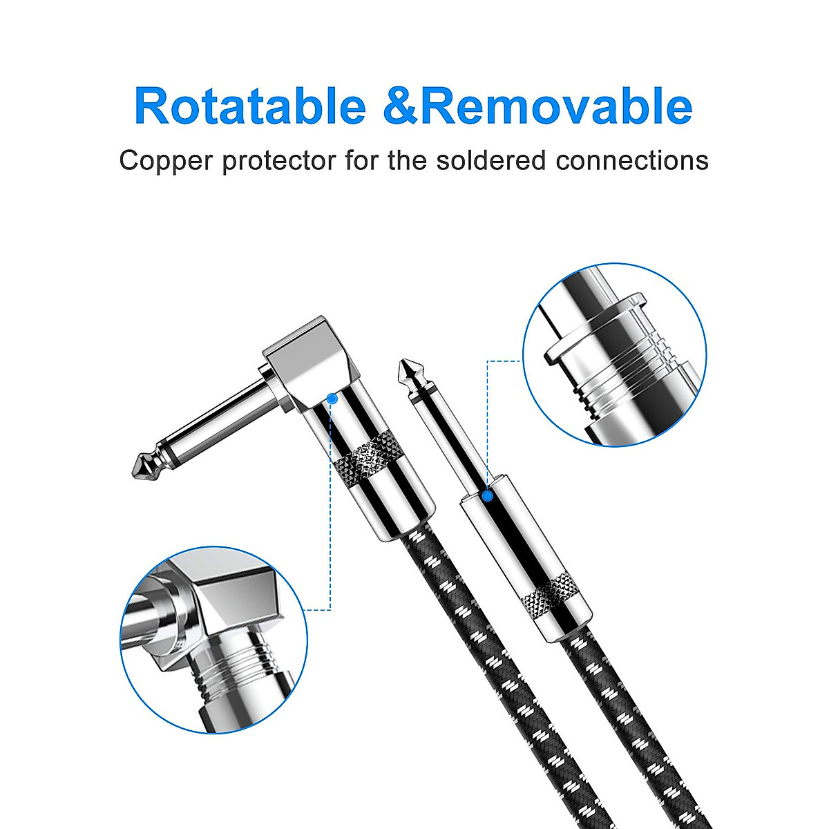 New bee Guitar Cable 2 Pack 20 ft Electric Instrument Cable Bass AMP Cord 1/4 Straight to Right for Electric Guitar, Bass Guitar, Electric Mandolin, Pro Audio