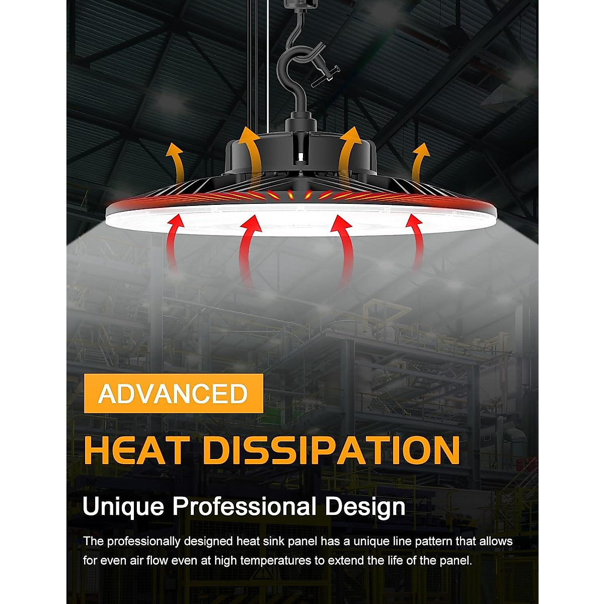 480V UFO LED High Bay Light 240W/200W/150W Adjustable, UL & DLC Listed 5000K Daylight, 33600LM 0-10V Dimmable High Bay Lights IP65 Commercial Bay Lighting Fixture AC277-480V for Warehouse (9 Pack)