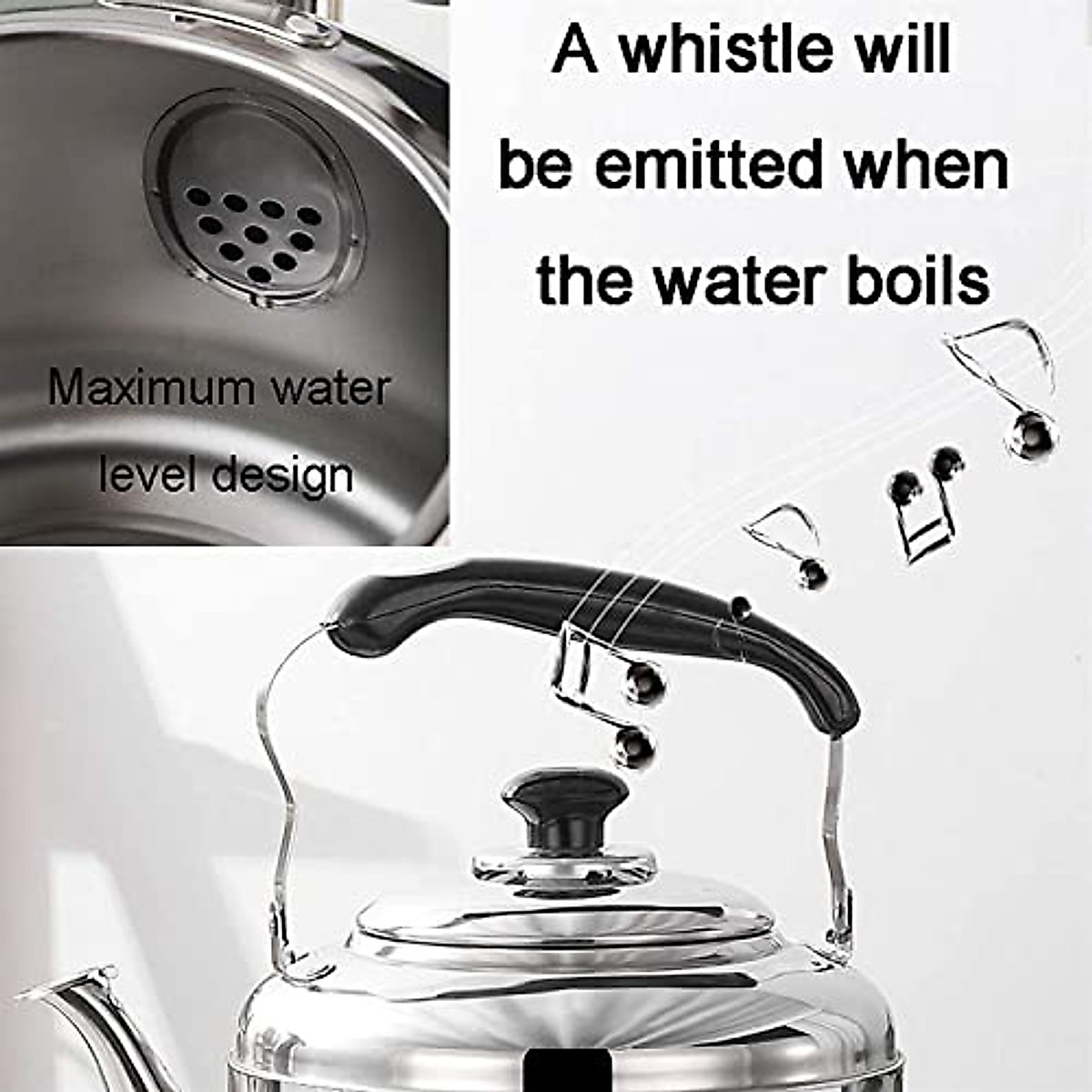 Food Grade Stainless Steel Tea Pots for Stove Top Automatic Whistling Tea Kettle, Anti-scalding Handle Dustproof Lid, Suitable for All Kinds of Stoves (Size : 5L)