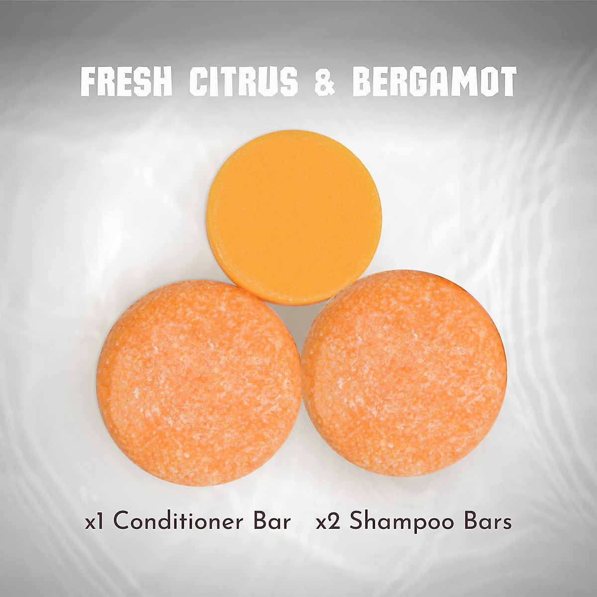 Fresh Citrus Bergamot Shampoo And Conditioner Bar Set with One Extra Shampoo Bar - 100% Vegan Bar Shampoo And Conditioner For Hair Of All Types - Natural Shampoo And Conditioner In Bars. USA Handmade