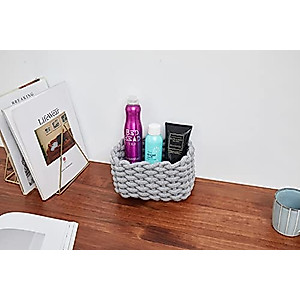 Woven Baskets, Set of 3 for Home, Office, Dorm Room, Living Room, Bedroom, Bathroom, Nursery Storage and Organization (GRAY)