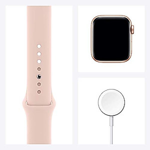Apple Watch SE (GPS, 40mm) - Gold Aluminum Case with Pink Sand Sport Band (Renewed)