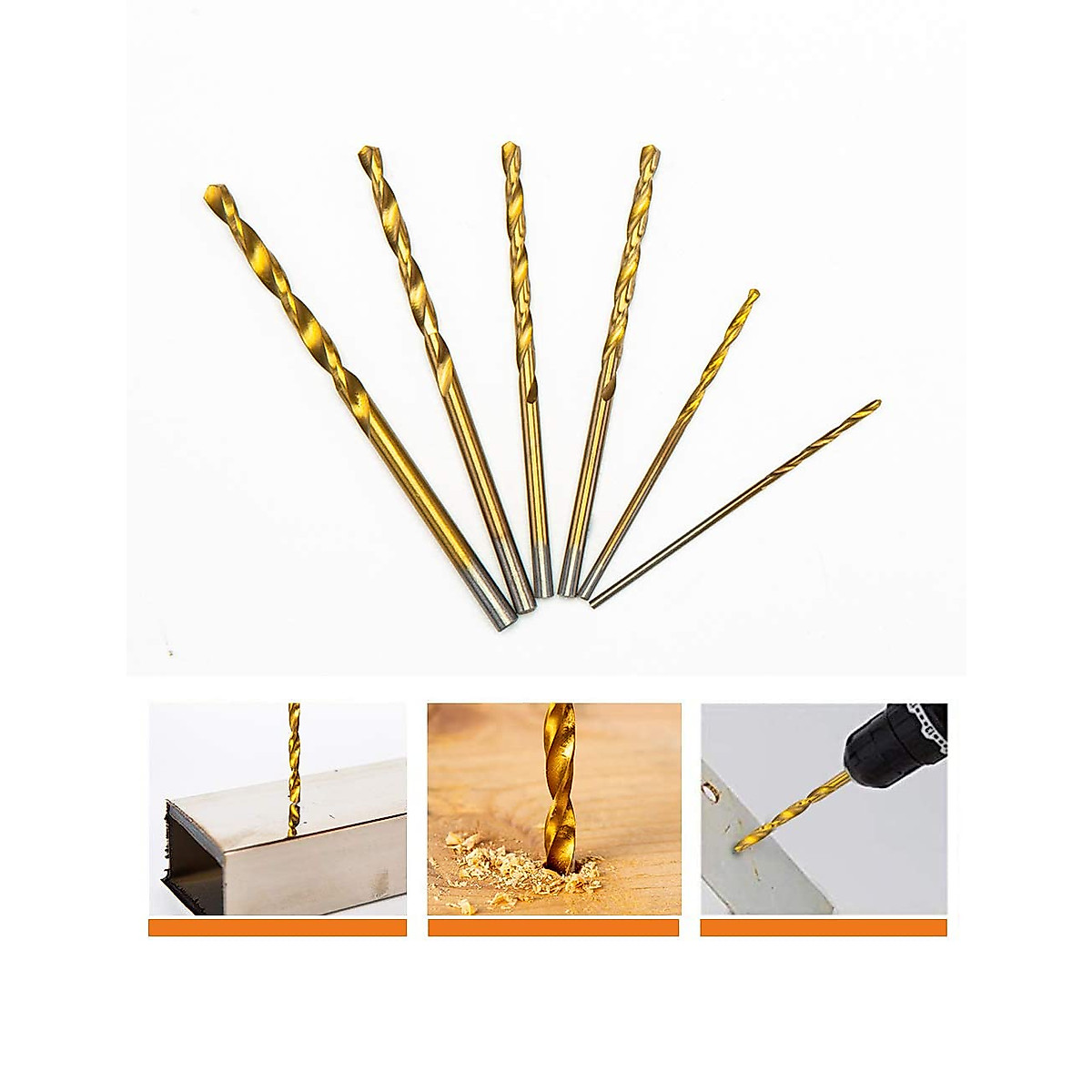 60 Pcs Titanium Twist Drill Bit Set Mini Micro Drill Bit Set 3/64"-1/8" Metal, High Speed Steel, Aluminum Alloy,Micro Drill Bit for Wood, Plastic Wood Drill Bit Sets