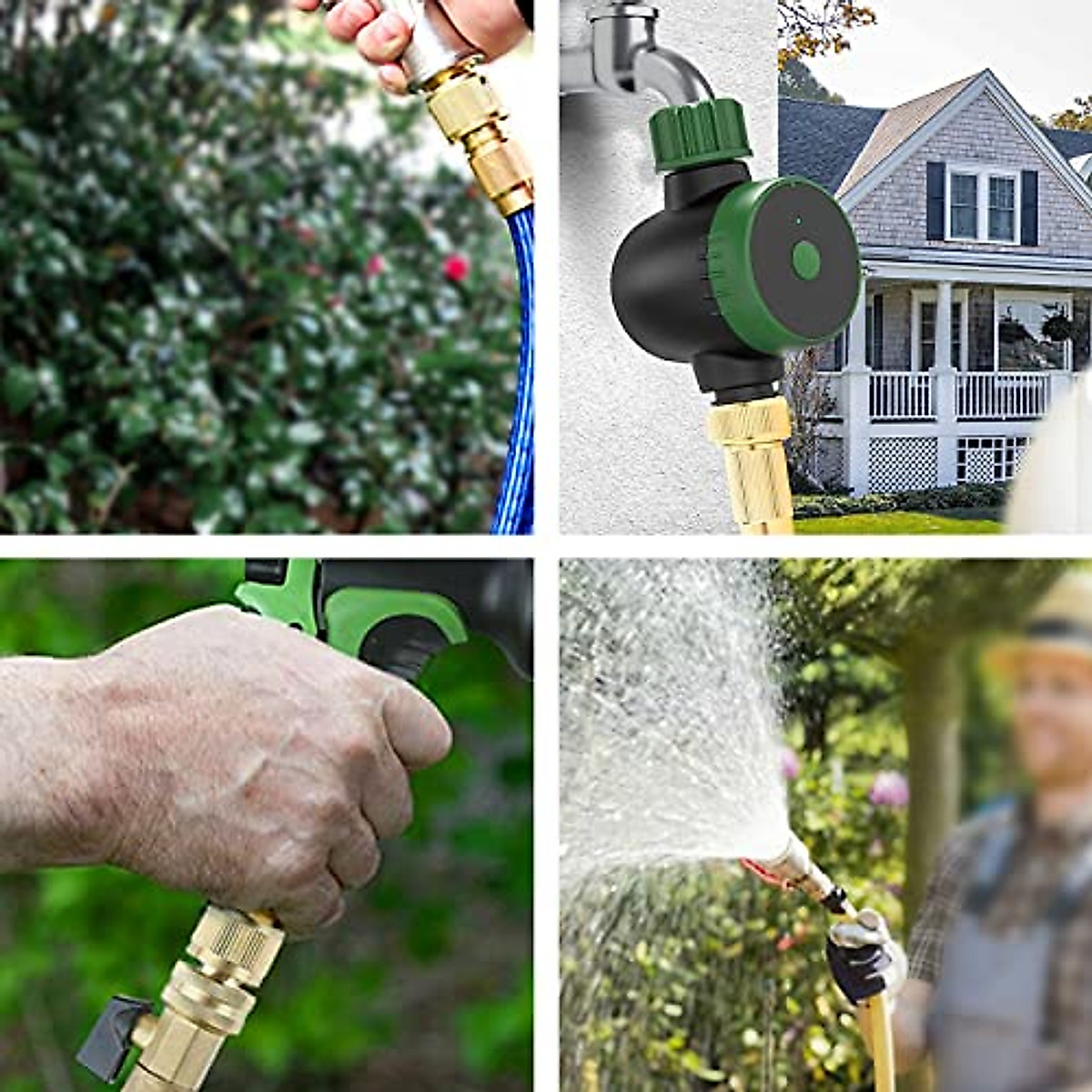 Garden Hose Quick Connect 3/4 Inch, Solid Brass Quick Connect Hose Fittings Male and Female, No Leakage, No Rusting, No Breakage Hose Connector for 3/4" Thread, 1 Set