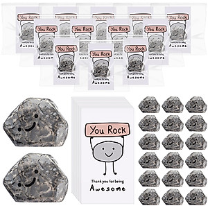 Huwena 30 Sets Inspirational You Rock Gifts Resin Smile Stone with You Rock Card Thank You for Being Awesome Gift Bulk Employee Appreciation Gift Party Favor Gifts for Team Coworker Adult Rock Lover