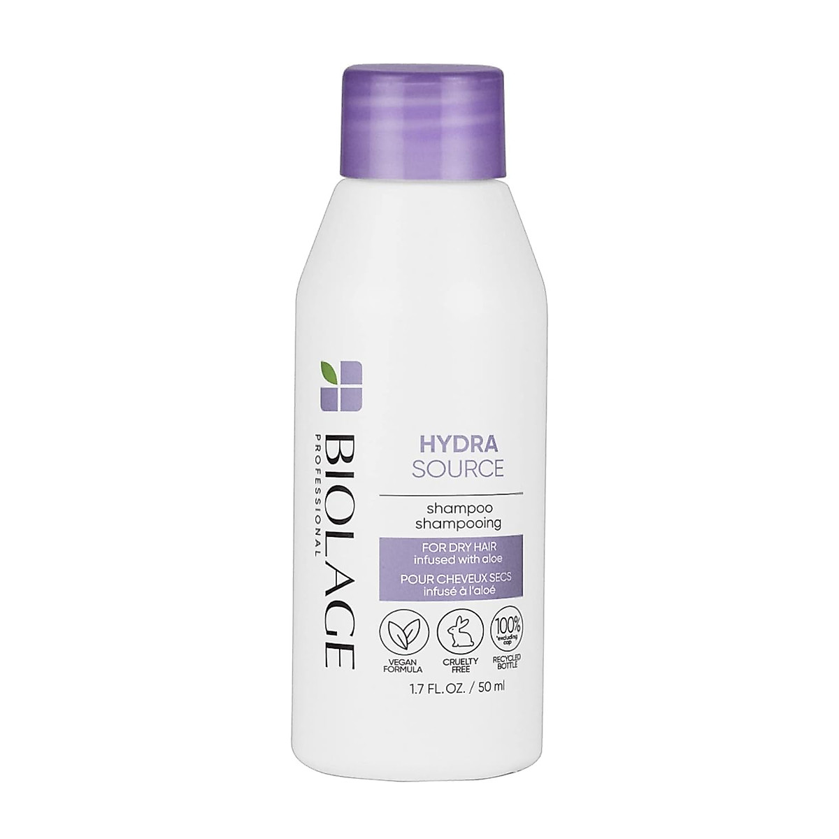Biolage Hydra Source Shampoo - Softens & Adds Shine, For Dry Hair, Infused with Micro-Filtered Aloe Vera & Fermented Hyaluronic Acid, Vegan & Paraben-Free, 1.6 Fl Oz, Packaging May Vary