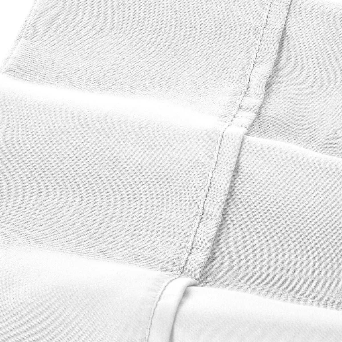 Benjara Bed Myla 4 Piece Full Size Sheet Set, Stitched, Elastic, Silky White Microfiber