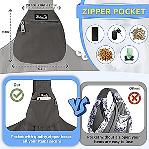 SlowTon Dog Carrier Sling, Thick Padded Adjustable Shoulder Strap Dog Carriers for Small Dogs, Puppy Carrier Purse for Pet Cat with Front Zipper Pocket Safety Belt Machine Washable (Grey M)