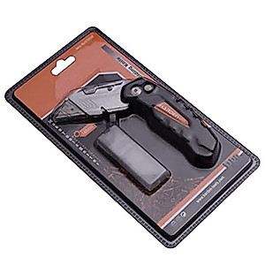 Edward Tools Folding Utility Knife with SK5 Replacement Blades - Foldable Razor Knife with Locking Release Button - Metal Belt Clip - Quick Snap Lock Blade Change - Wire Stripping Notch (1)