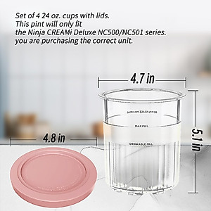 Fwioaor Premium 24 oz. Pint Containers for Ninja Creami Deluxe - 4 Pack | NC500, NC501 Series Compatible | BPA-Free, Dishwasher Safe