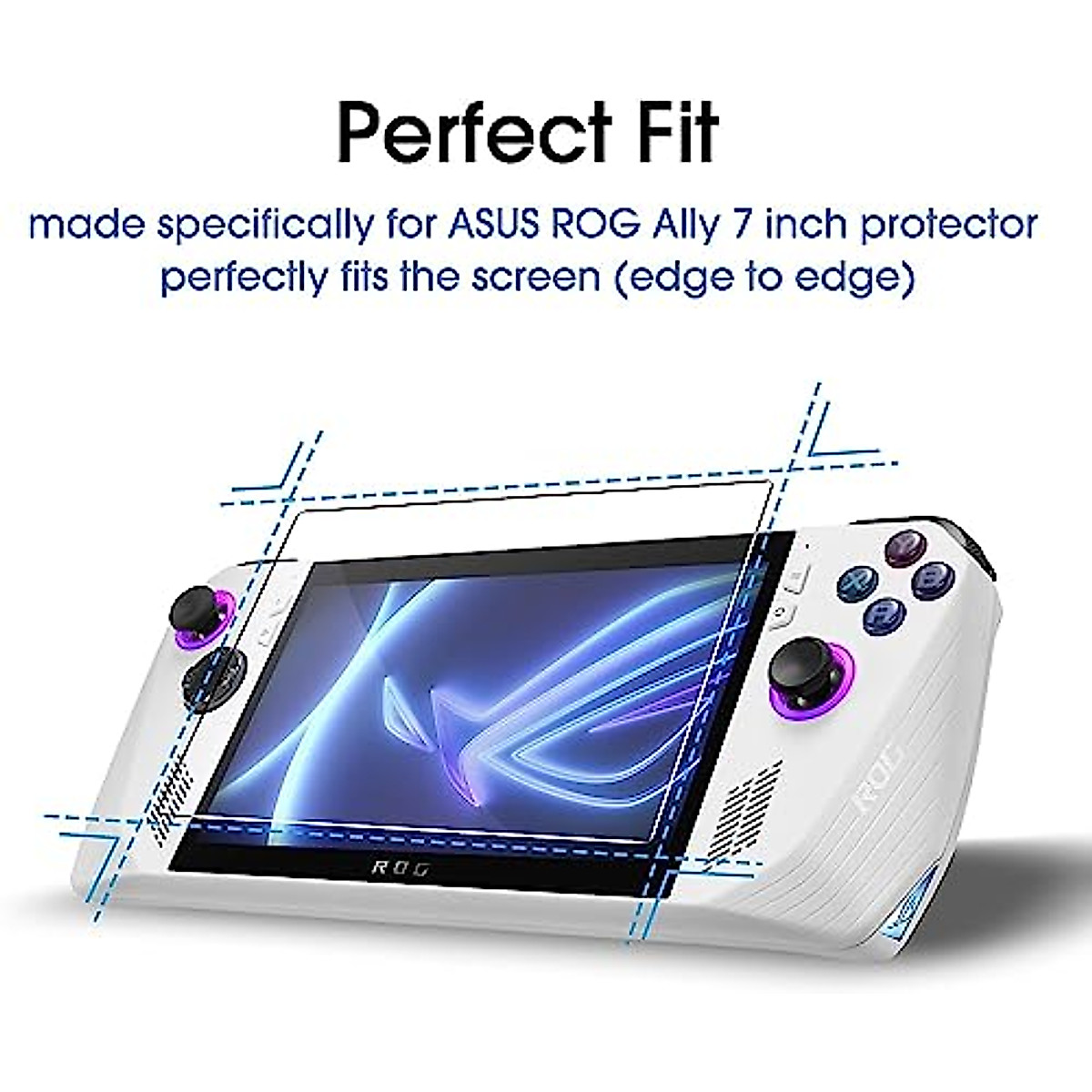 amFilm 3 Pack Screen Protector for ASUS ROG Ally Handheld 7 inch 2023, Tempered Glass, Transparent Ultra HD, Anti-Scratch, Anti-Fingerprint