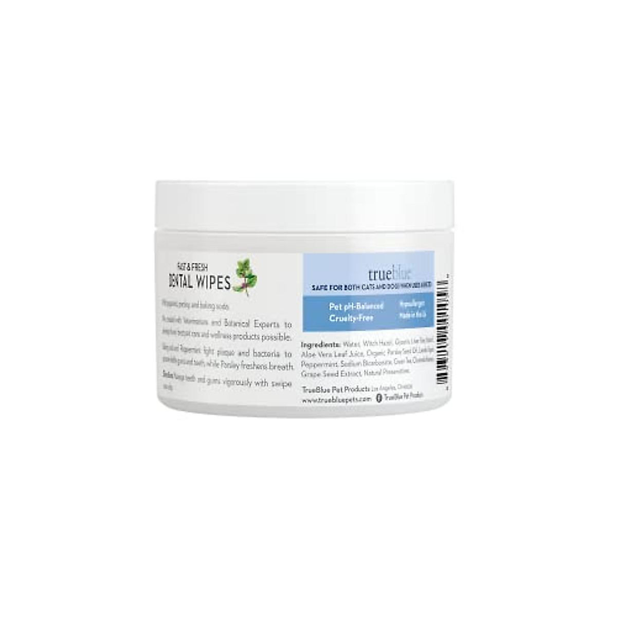 TrueBlue Parsley & Peppermint Fast and Fresh Dog Dental Swipes – Pre-Moistened Teeth Cleaning Pads - Non-Toxic, All-Natural Tooth Cleansing– 50 Count