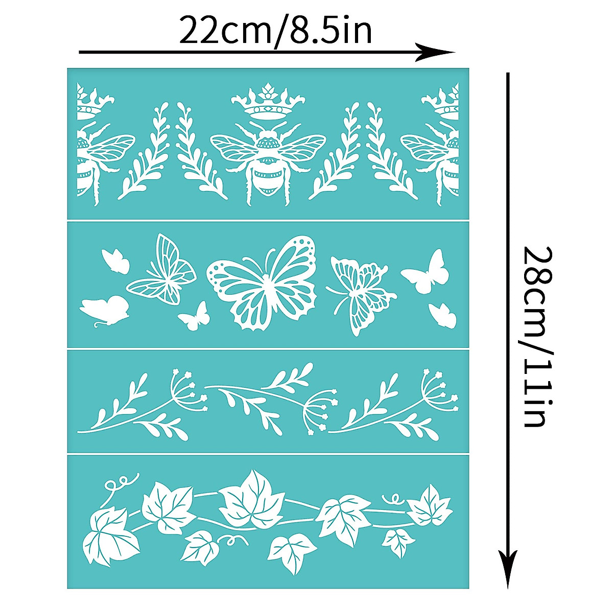 OLYCRAFT 2 Pcs Self-Adhesive Silk Screen Printing Stencil Reusable Mesh Transfer Stencil Bee Butterfly Theme Silk Screen Stencil for Painting on Wood T-Shirt Fabric Decoration 11x8.6 Inch