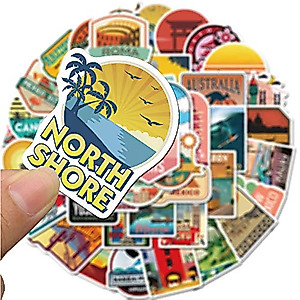 Travel Stickers - 50 Pack Around The World Stickers Map Decals Famous Tourism Country Waterproof Tourist Wonders Sticker Outdoor Decorations for Water Botter Laptop Gift to Kids Teens (Travel)