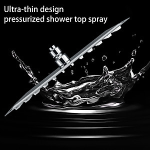 Rain Shower Head, 8 Inches Rainfall Shower Head Square, Stainless Steel Bathroom Waterfall Showerhead High Pressure, Overhead Flat Bath Big Shower Replacement Head, Chrome Finsh