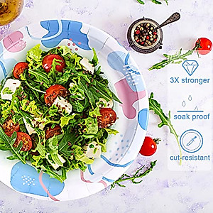 Tyzarglef 150 Count Paper Plates 9 inch Bulk Printed Disposable Dinner Plates Heavy Duty Soak-proof for Everyday Use and All Occasions